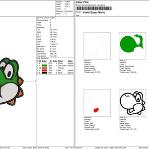 Yoshi Mario Digital Embroidery Machine Files. Yoshi Mario 5 Sizes ...