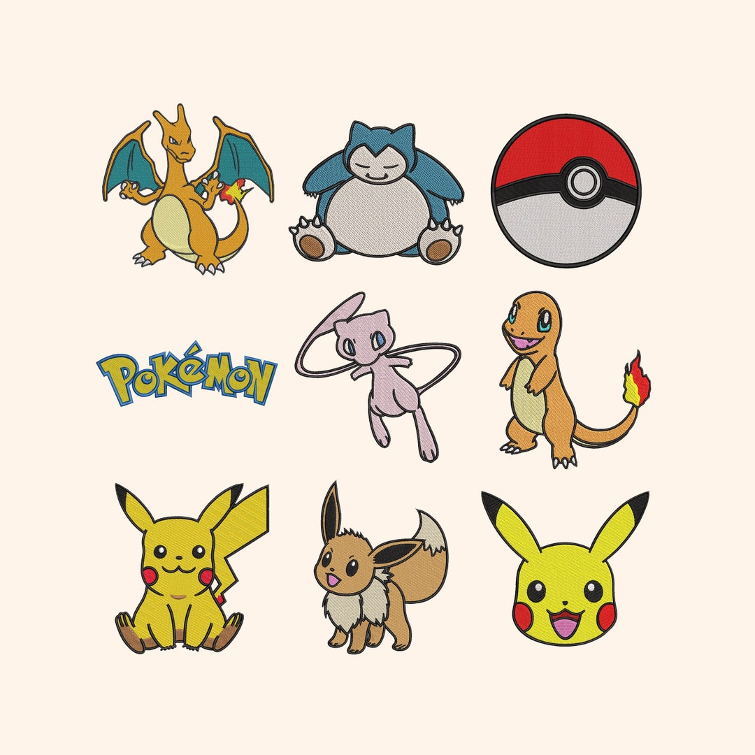 Pokemon Mega Pack 9 Pcs Digital Embroidery Machine Files. Pokemon Mega ...