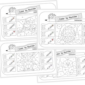 Math Easter-themed Worksheets Mystery Color by Number - Etsy