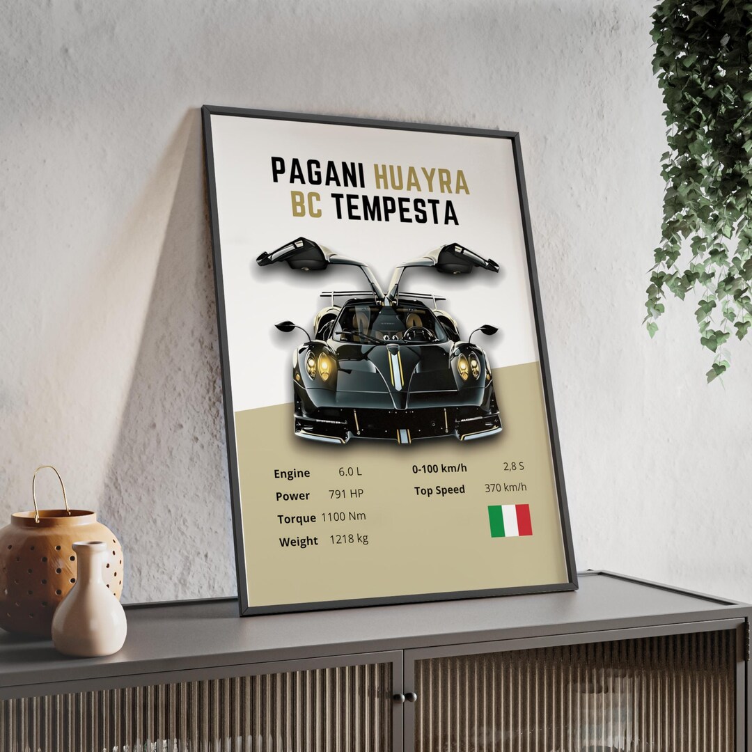 Pagani Huayra BC Tempesta Digital Poster - Etsy
