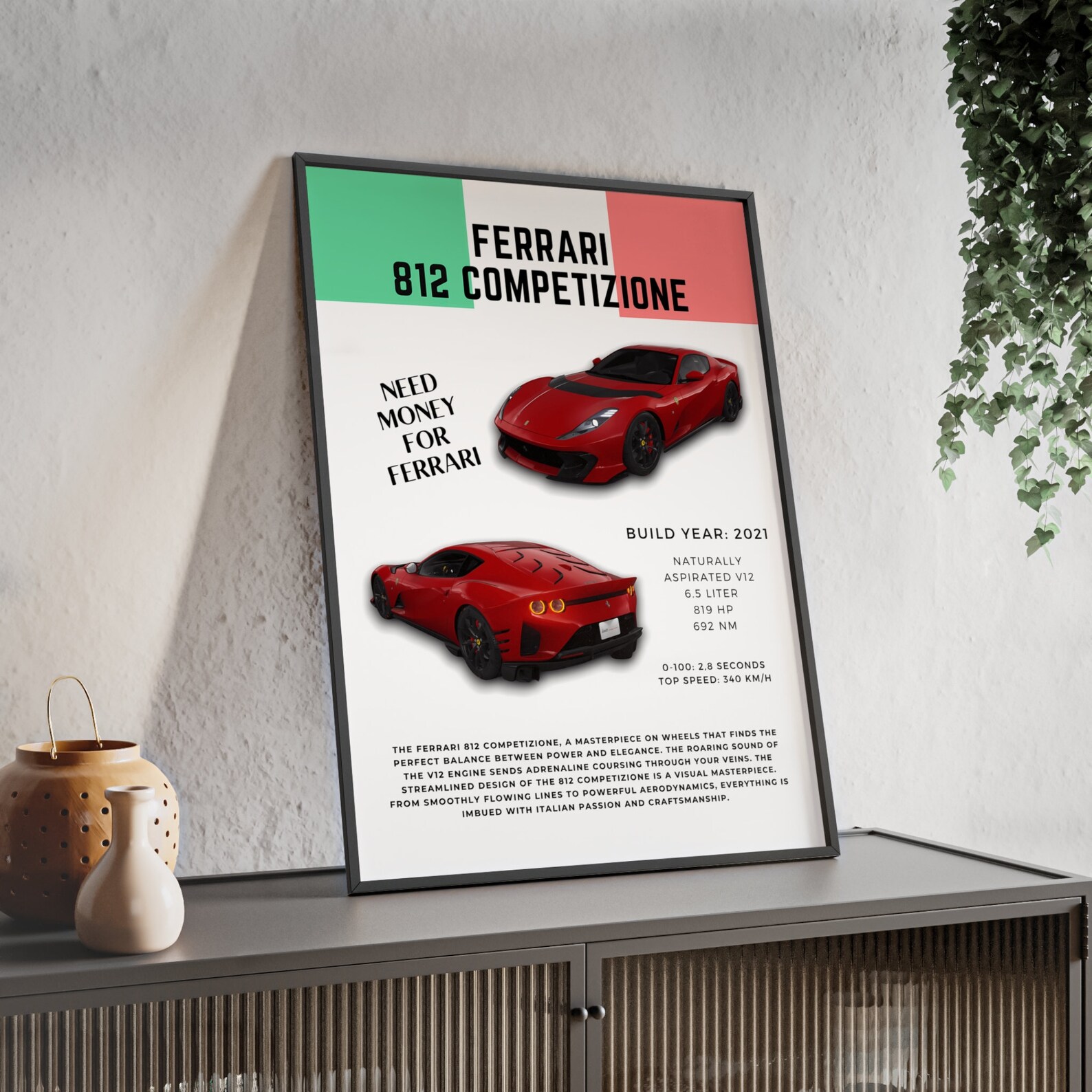 Ferrari 812 Competizione Digital Poster - Etsy