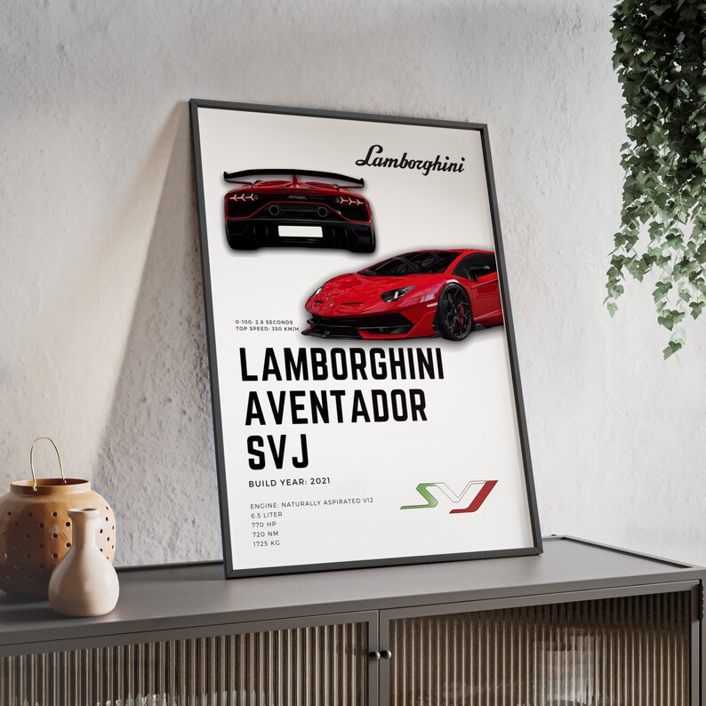 Lamborghini Aventador SVJ - Digital Poster - Etsy