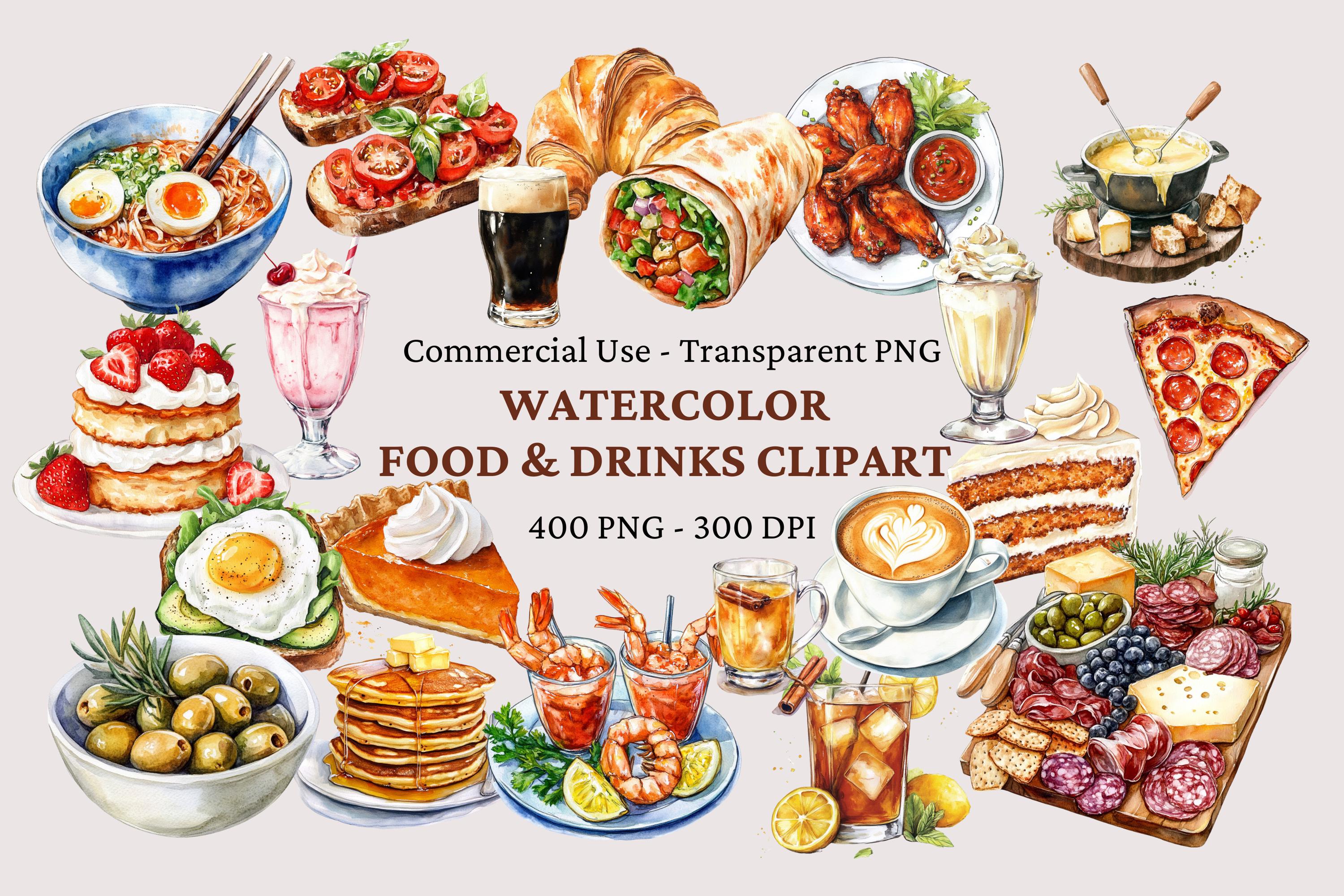 400 Vibrant Food and Drinks Clipart-perfect for Menus and Projects-beer ...