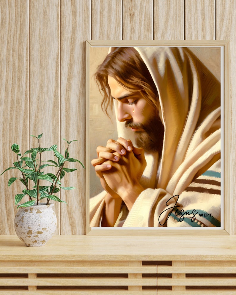 Jesus Wept Portrait Art Contemporary Christian Wall Decor Instant ...
