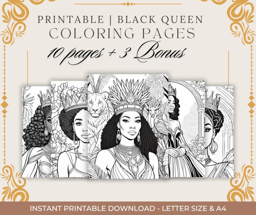Vibrant Black Queen Coloring Book Adult Coloring Book Coloring Pages ...