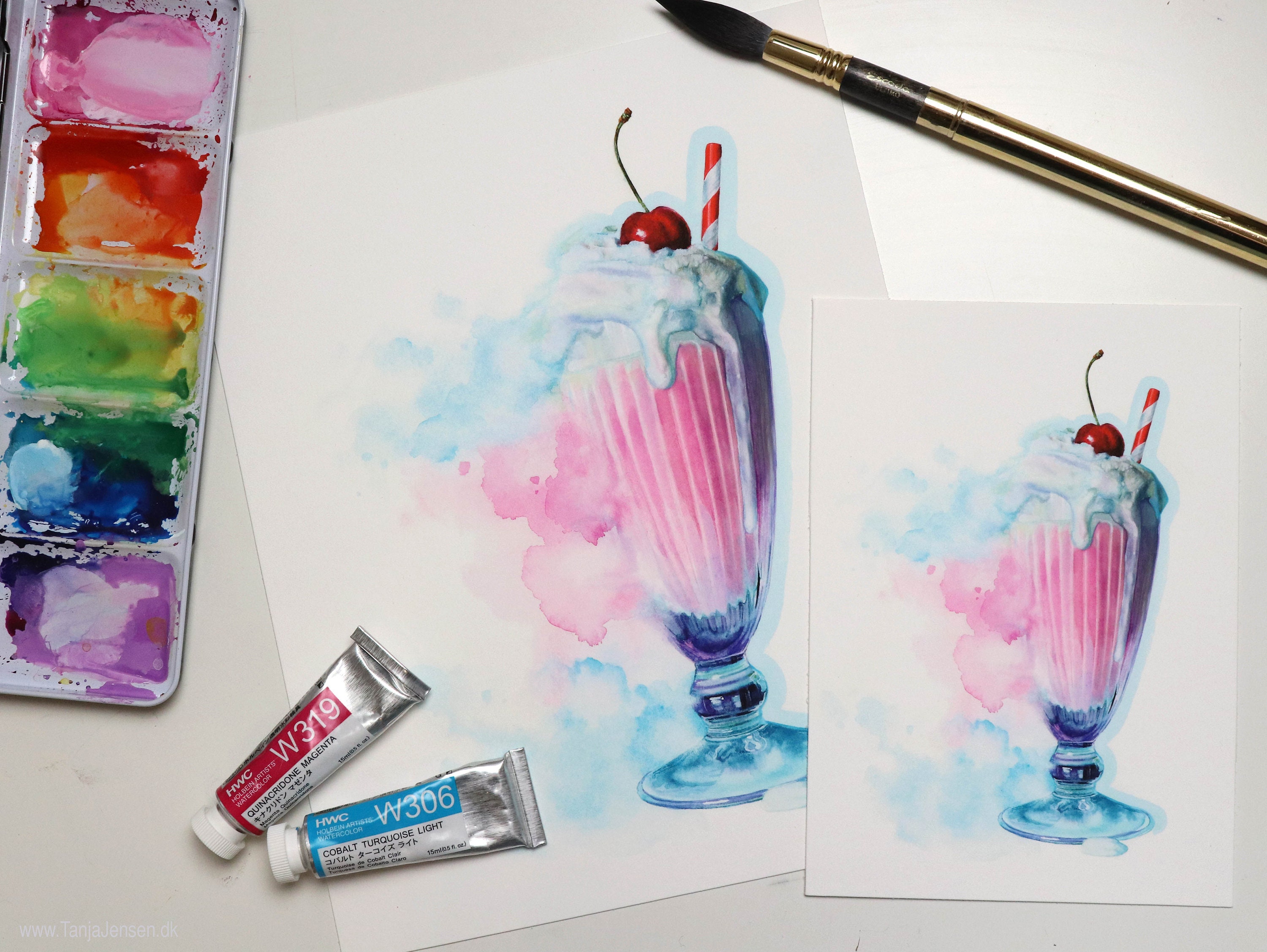Milkshake Art PRINT - Retro Aesthetic Watercolor Food Illustration ...