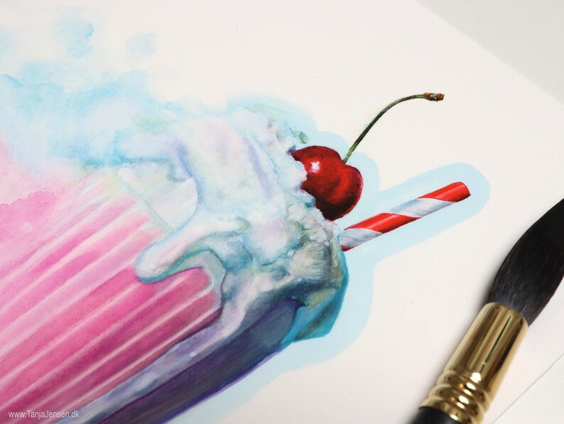 Milkshake Art PRINT Retro Aesthetic Watercolor Food Illustration ...