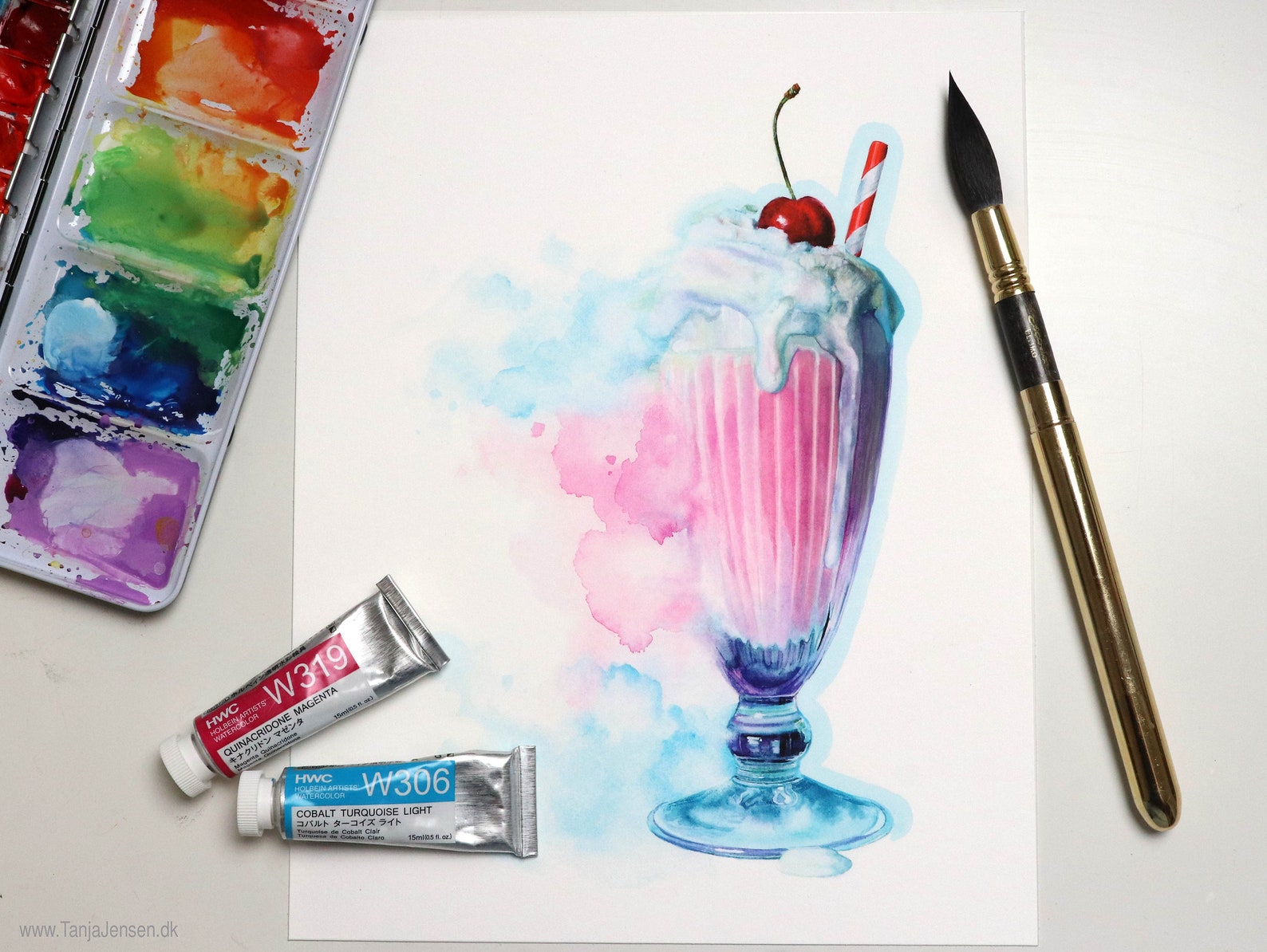 Milkshake Art PRINT - Retro Aesthetic Watercolor Food Illustration ...