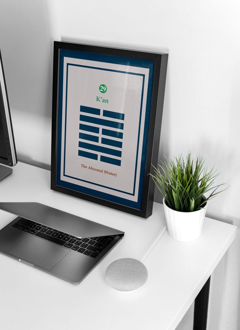 I Ching Hexagram 29 Poster, K'an the Abysmal Water Hexagram, Digital ...