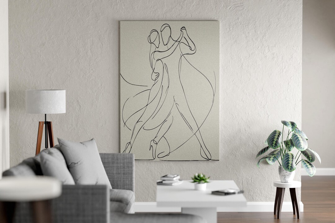 Dance Line Art, Tango Dance Wall Art, Minimalist Couple Dancing Print ...