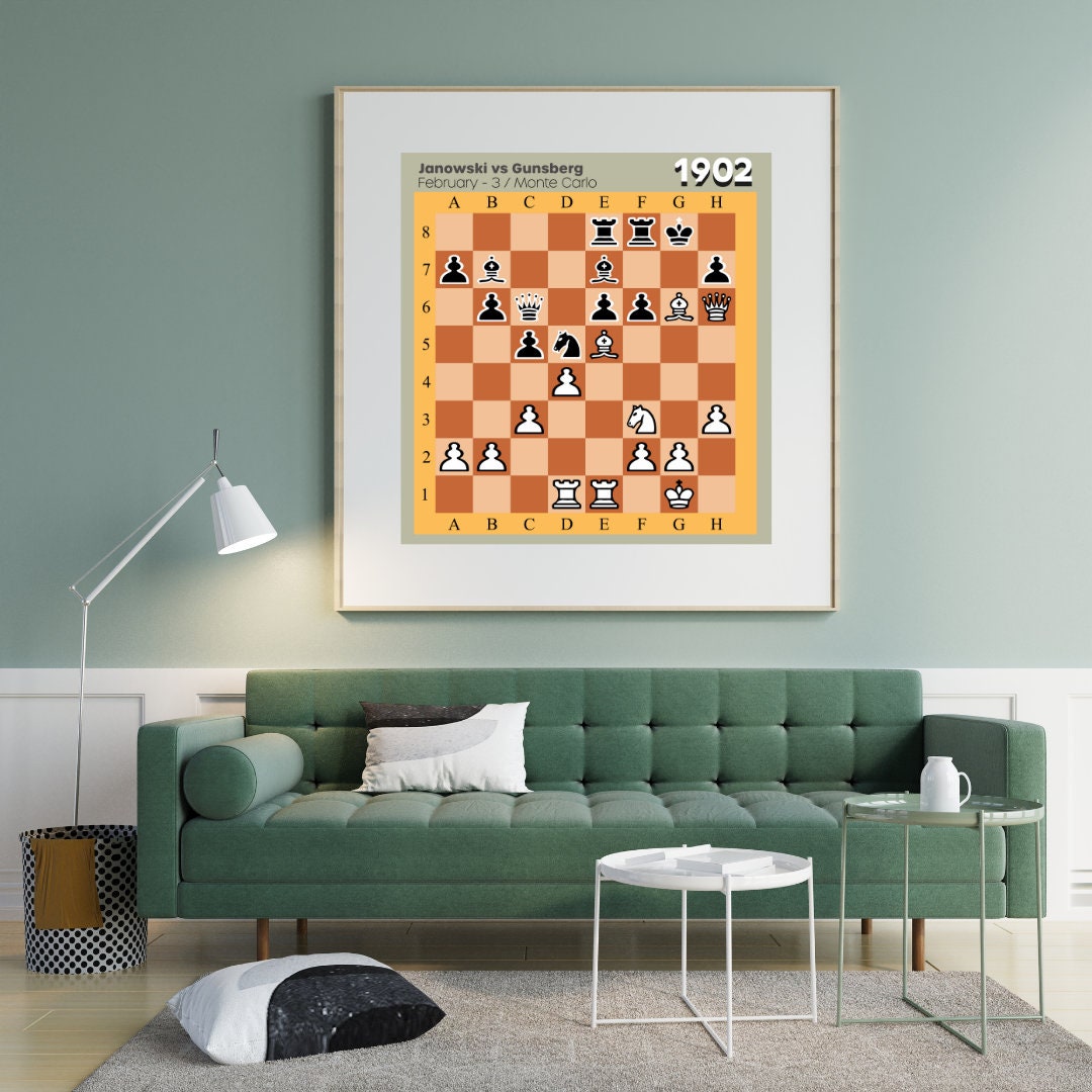 Historic Chess Match Poster, Janowski Vs Gunsberg, Monte Carlo, 1902 ...
