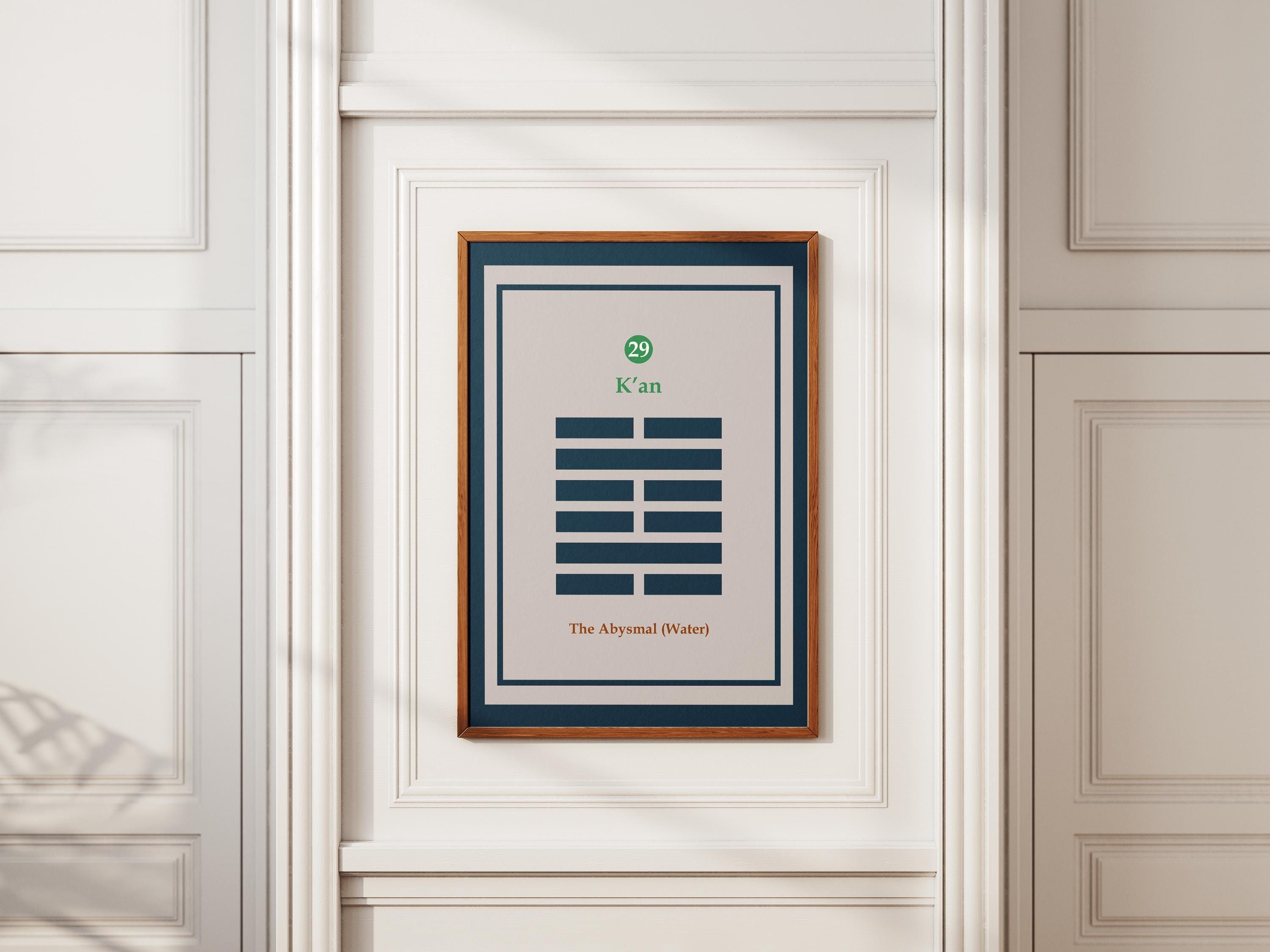 I Ching Hexagram 29 Poster, K'an the Abysmal Water Hexagram, Digital ...