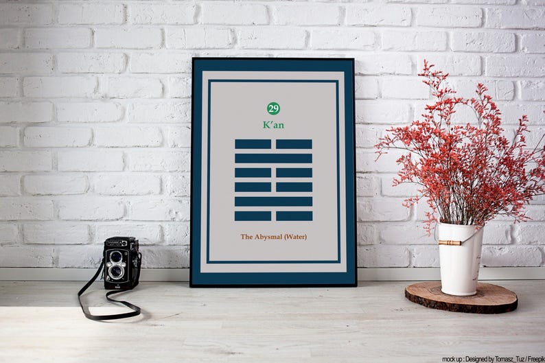 I Ching Hexagram 29 Poster, K'an the Abysmal Water Hexagram, Digital ...