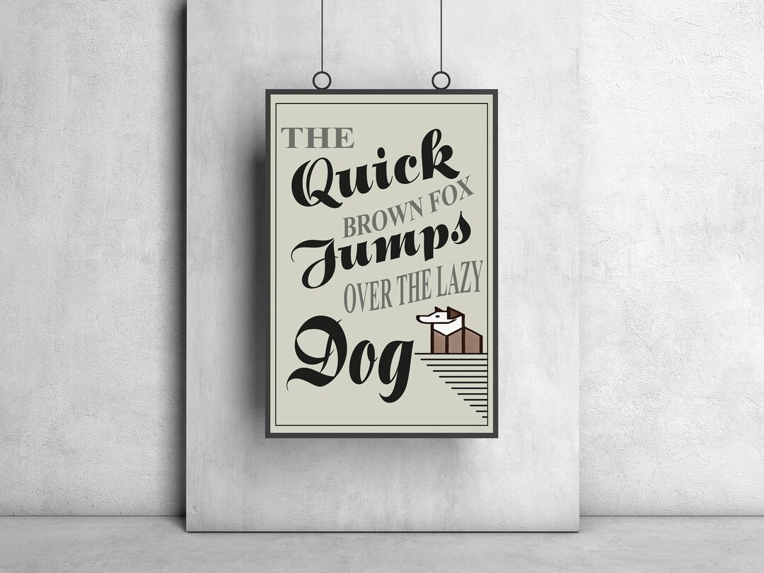 Pangram Poster, the Quick Brown Fox Jumps Over the Lazy Dog, Alphabet ...