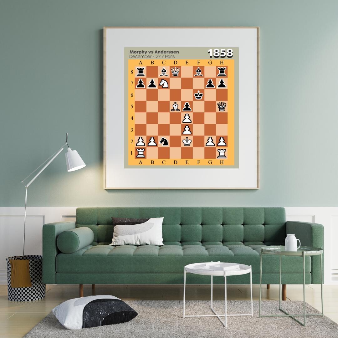 Chess Poster, Morphy Vs Anderssen, Paris, 1858, Chess History Print ...
