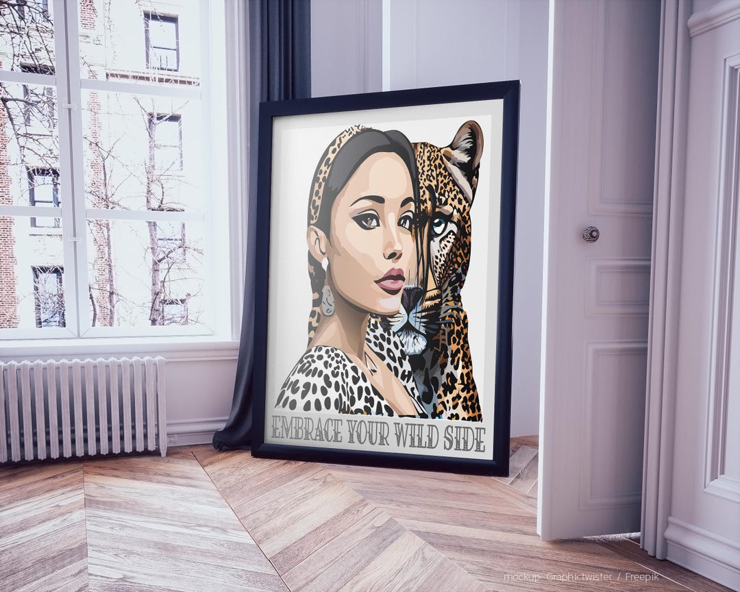 Digital AI Art Print, Leopard Woman Illustration, Embrace Your Wild ...