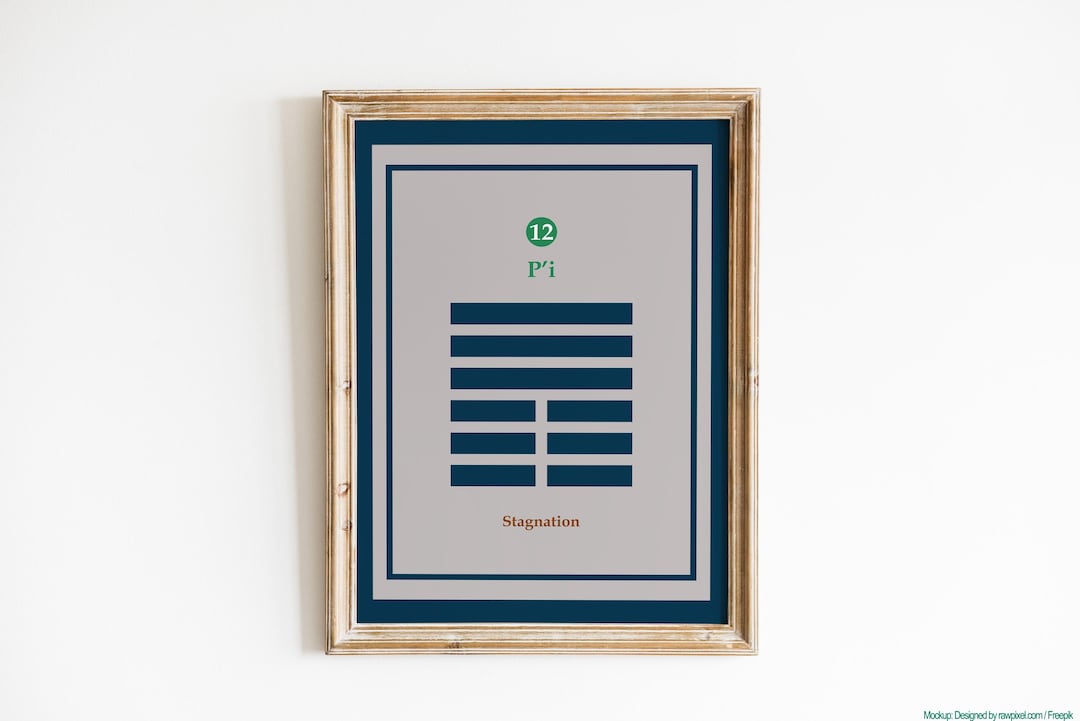 I Ching Hexagram 12 P'i Digital Wall Art, Stagnation Symbol Poster ...