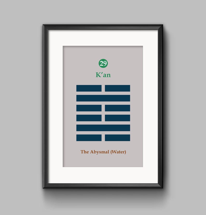 I Ching Hexagram 29 Poster, K'an the Abysmal Water Hexagram, Digital ...