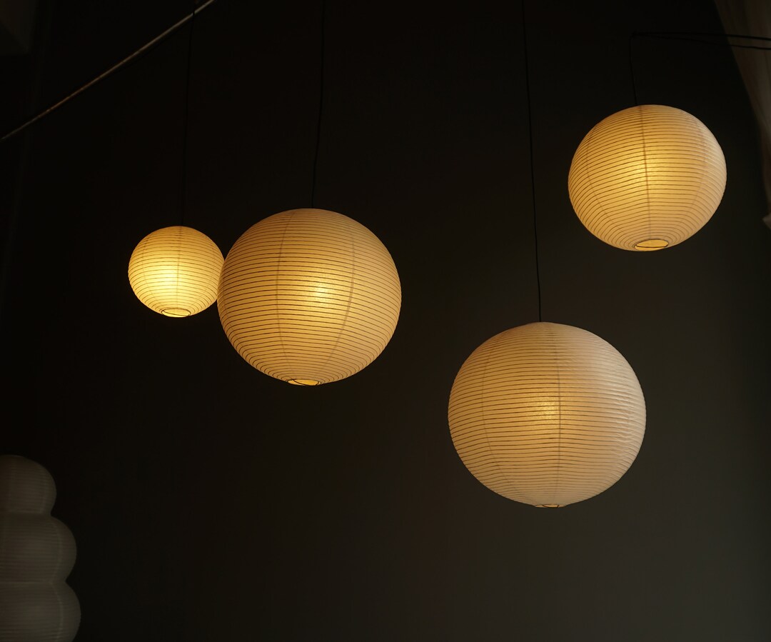 Japanese Paper Pendant Lampshade ,round Minimalist Lamp,handmade Light ...