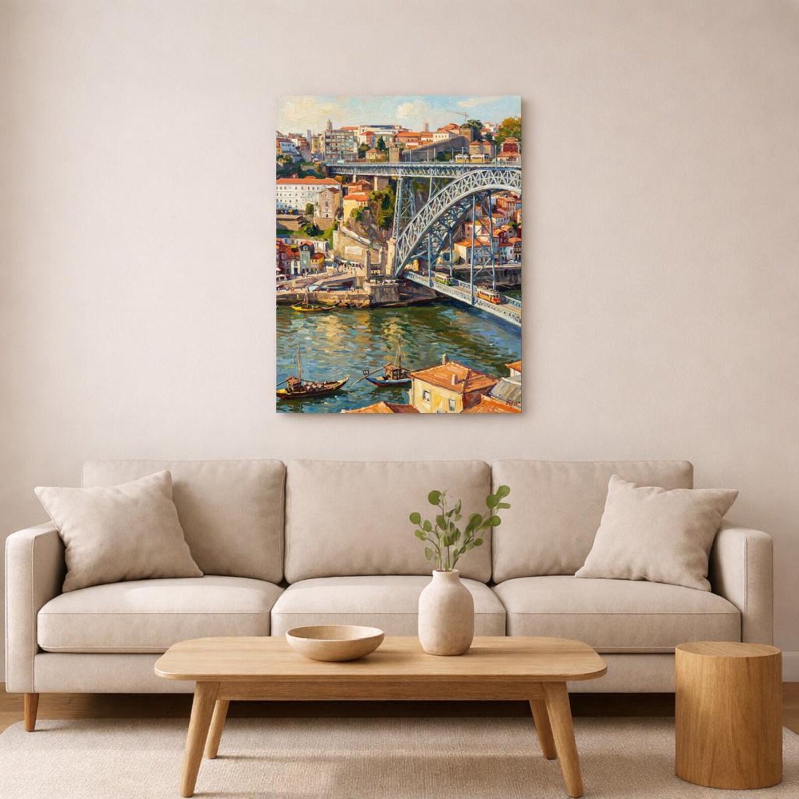 Porto Portugal Canvas Print Set – Dom Luís Bridge, Tram & Lello ...