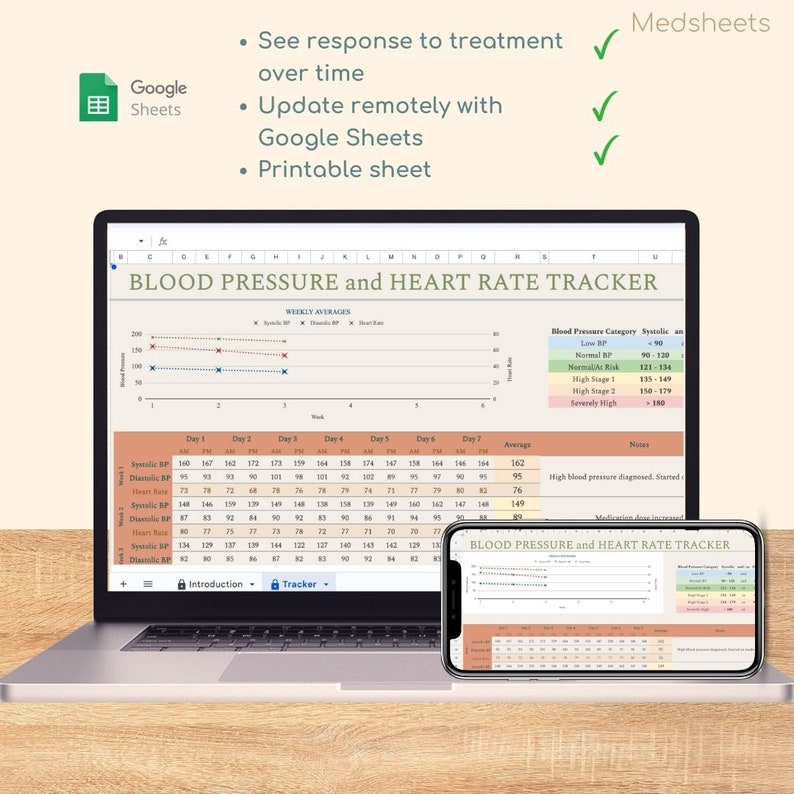 Blood Pressure and Heart Rate Tracker (google Sheets Download) - Etsy