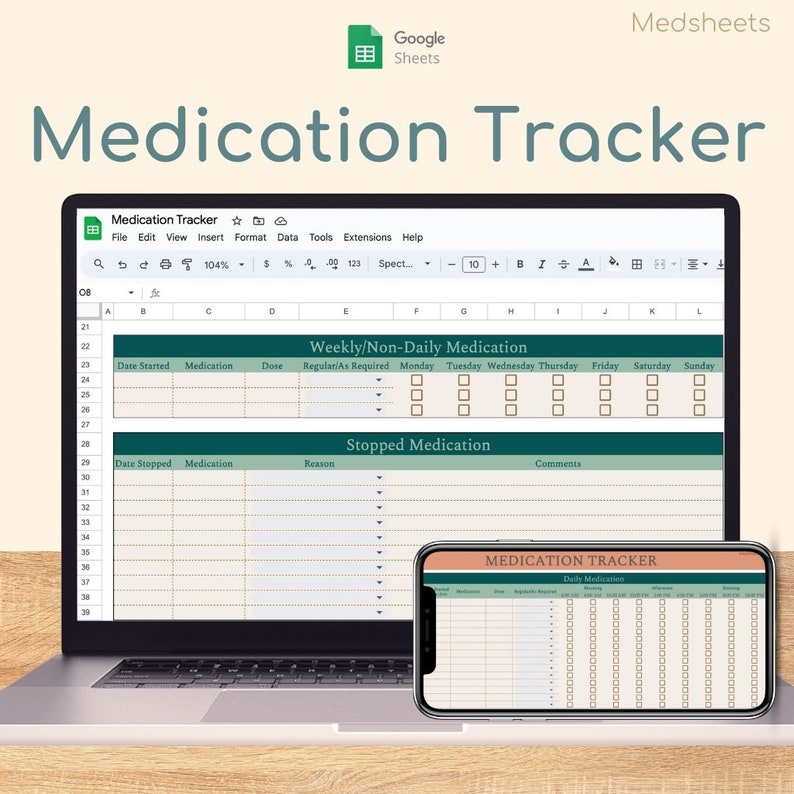 Medication Tracker / Log Sheet google Sheet Download - Etsy