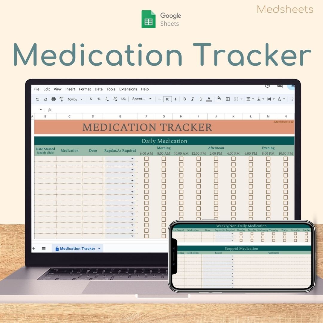 Medication Tracker / Log Sheet (google Sheets Download) - Etsy
