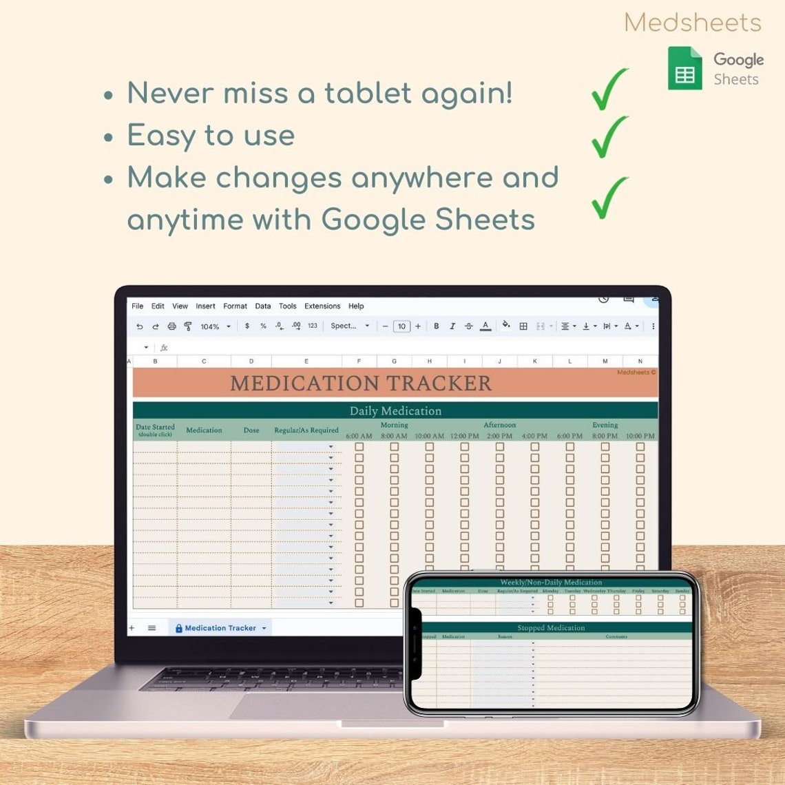Medication Tracker / Log Sheet google Sheet Download - Etsy