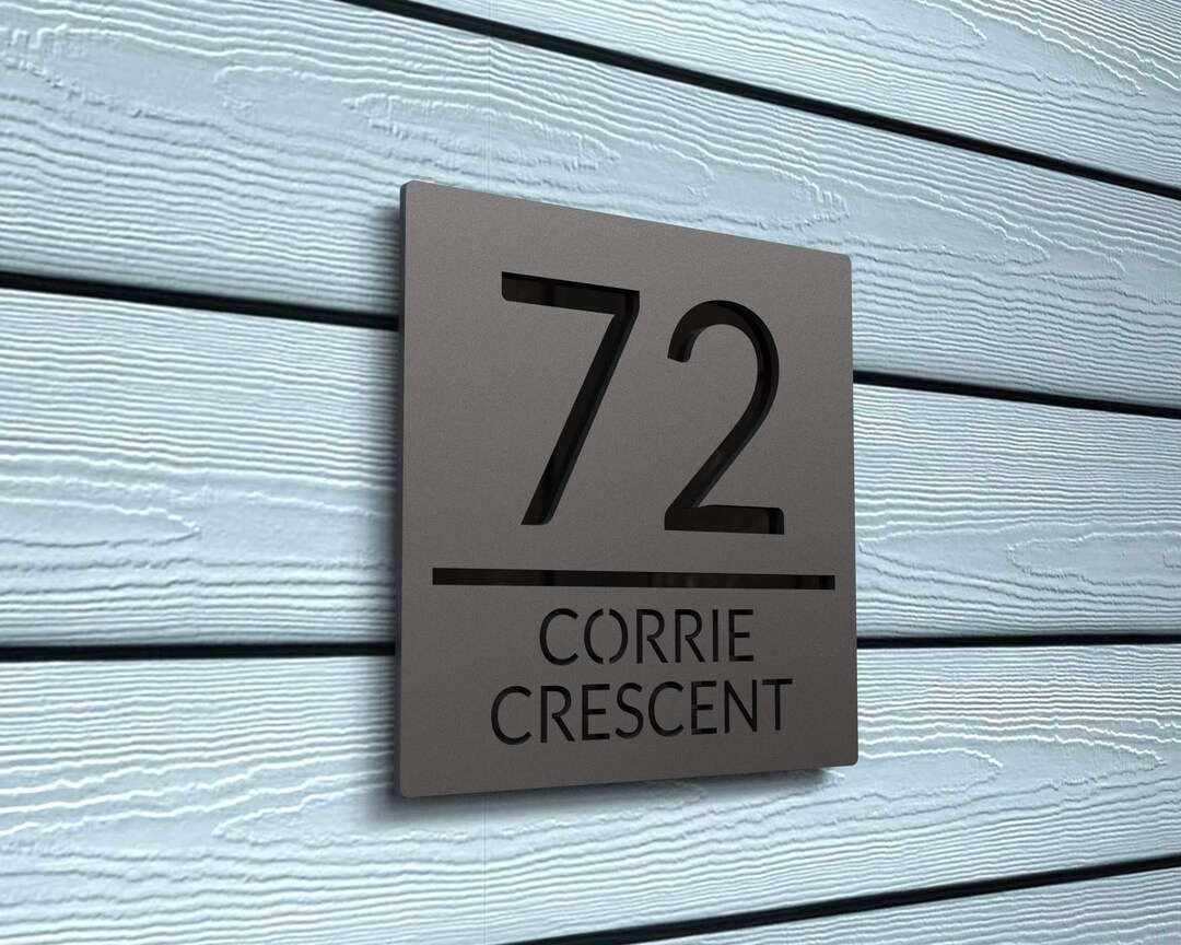 Laser Cut House Signs Numbers Matt Black Acrylic Plaque With Gloss ...
