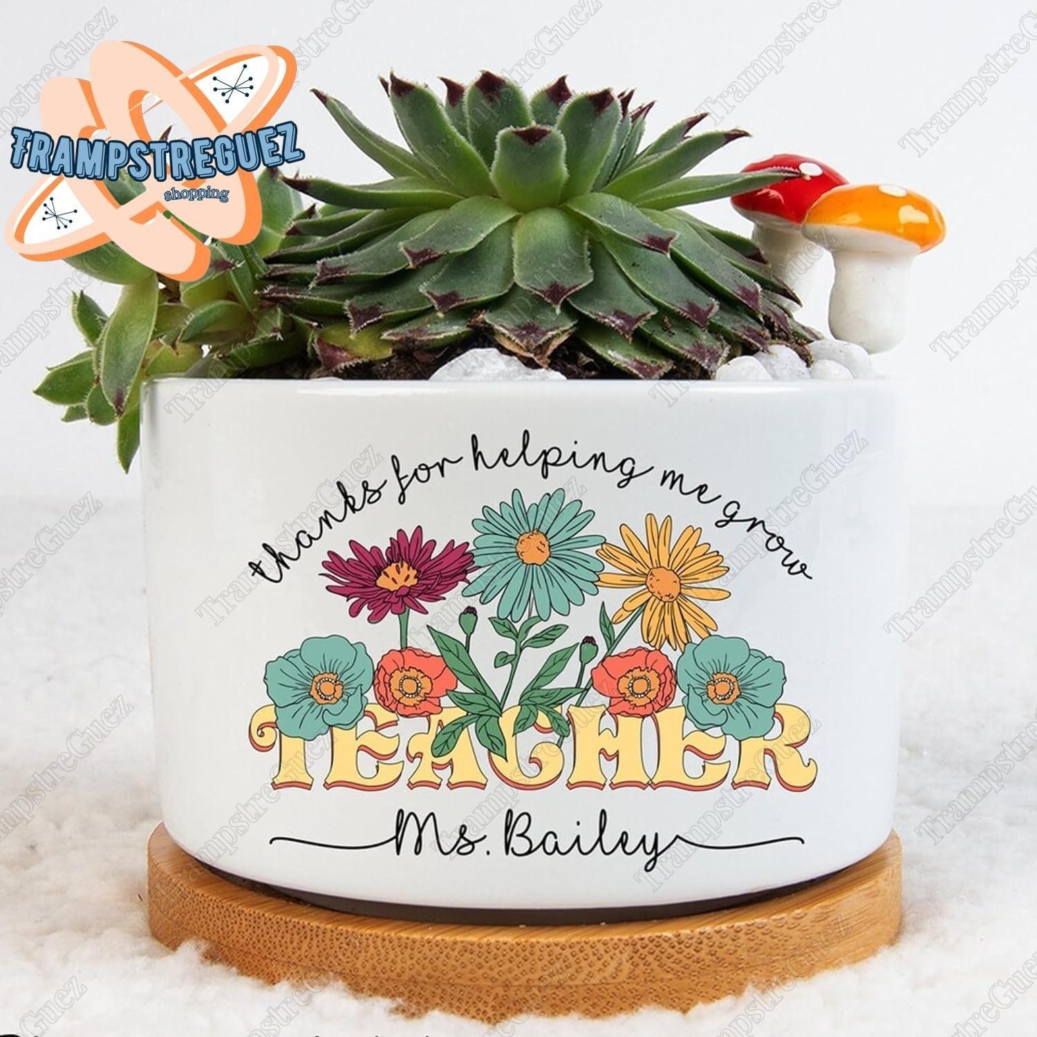 Personalized Teacher Flower Pot, Teacher Gift, Thank You Teacher ...
