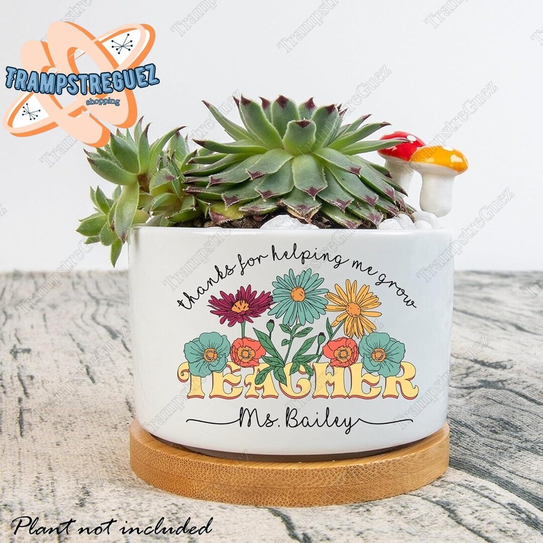 Personalized Teacher Flower Pot, Teacher Gift, Thank You Teacher ...