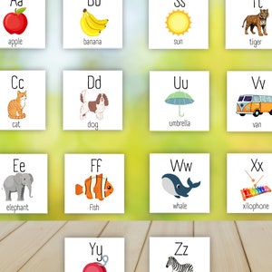 26 Alphabet Flashcards for Babies + 1 ABC Poster: Easy Words, Vibrant ...