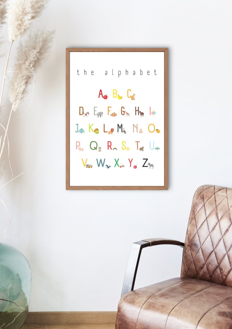 26 Alphabet Flashcards for Babies + 1 ABC Poster: Easy Words, Vibrant ...