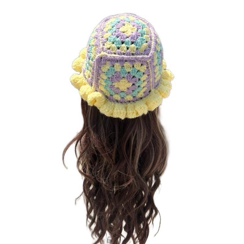 Crochet- Granny Square Ruffled Hats - Etsy