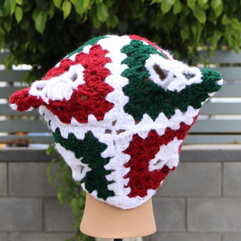 Crochet Skull Granny Square Cat Ear Beanie - Etsy