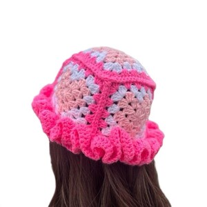 Crochet- Granny Square Ruffled Hats - Etsy