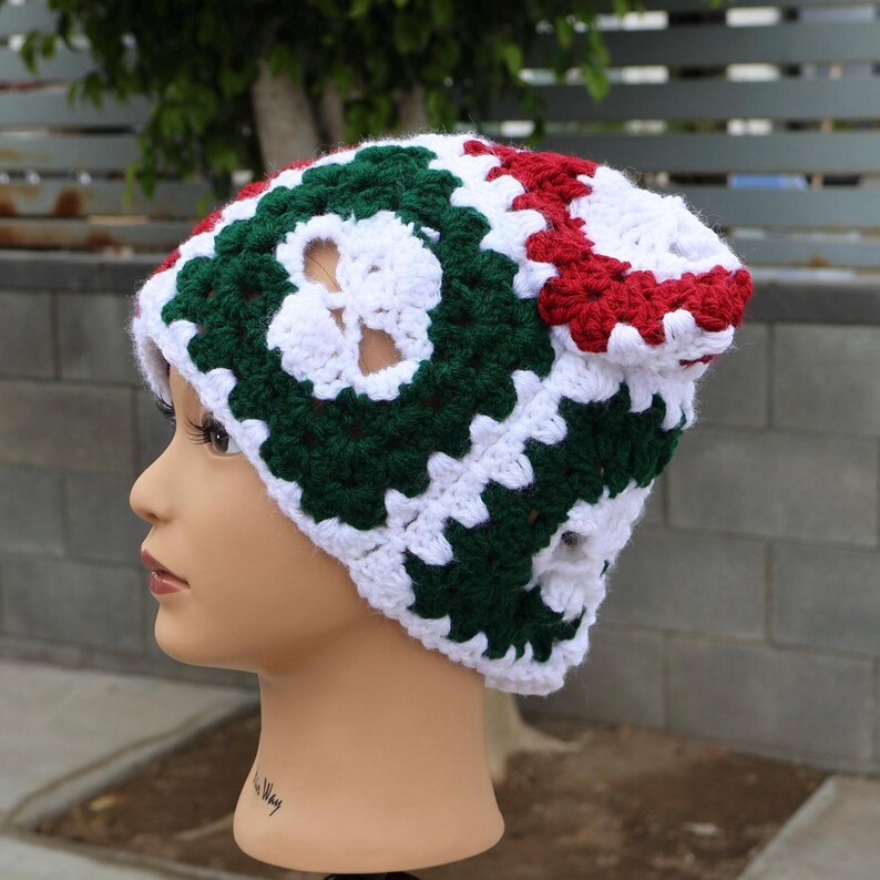 Crochet Skull Granny Square Cat Ear Beanie - Etsy