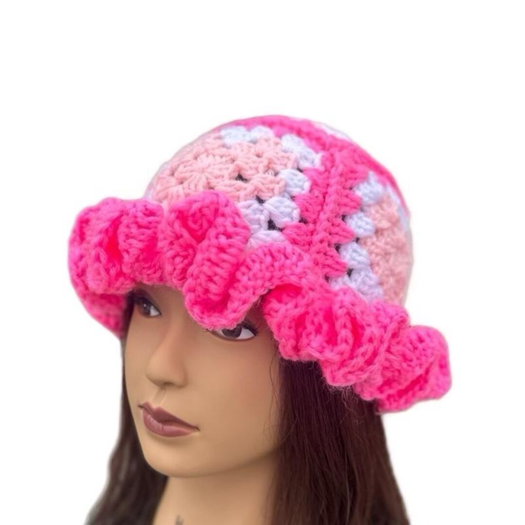 Crochet- Granny Square Ruffled Hats - Etsy