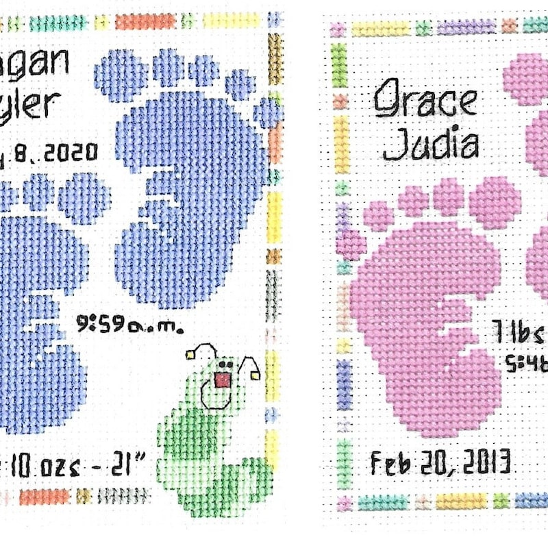 Cross Stitch Birth Announcement - Etsy