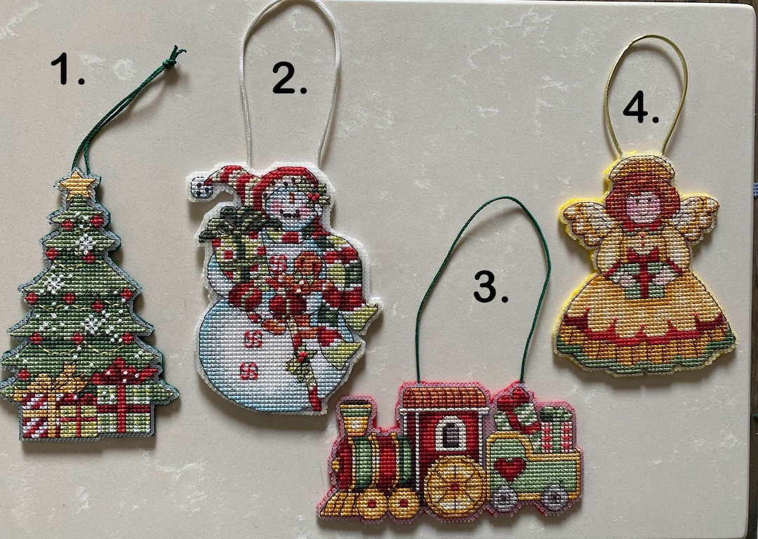 Cross-stitched Ornaments, Completed Cross-stitch, Christmas Tree ...