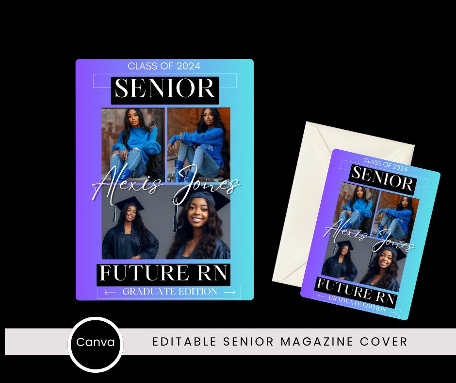 Senior Magazine Cover Editable in Canva - Etsy