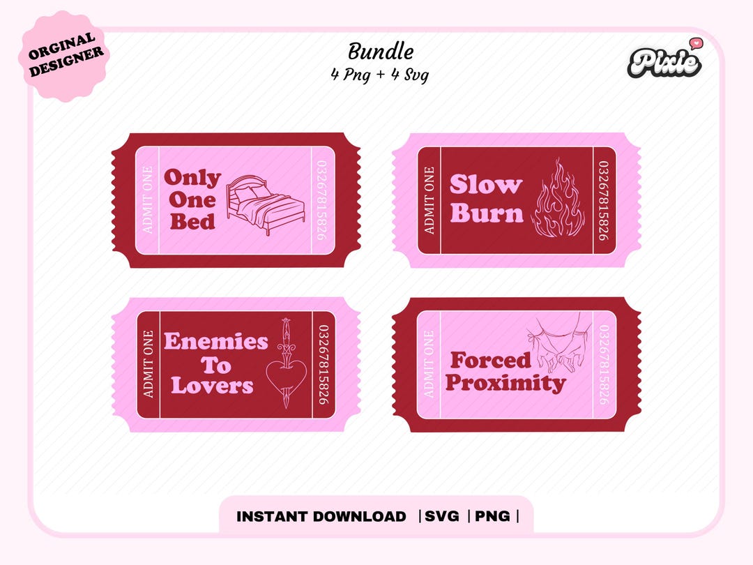 Romance Book Tickets SVG PNG, Cute Trendy Popular Aesthetic Romance ...