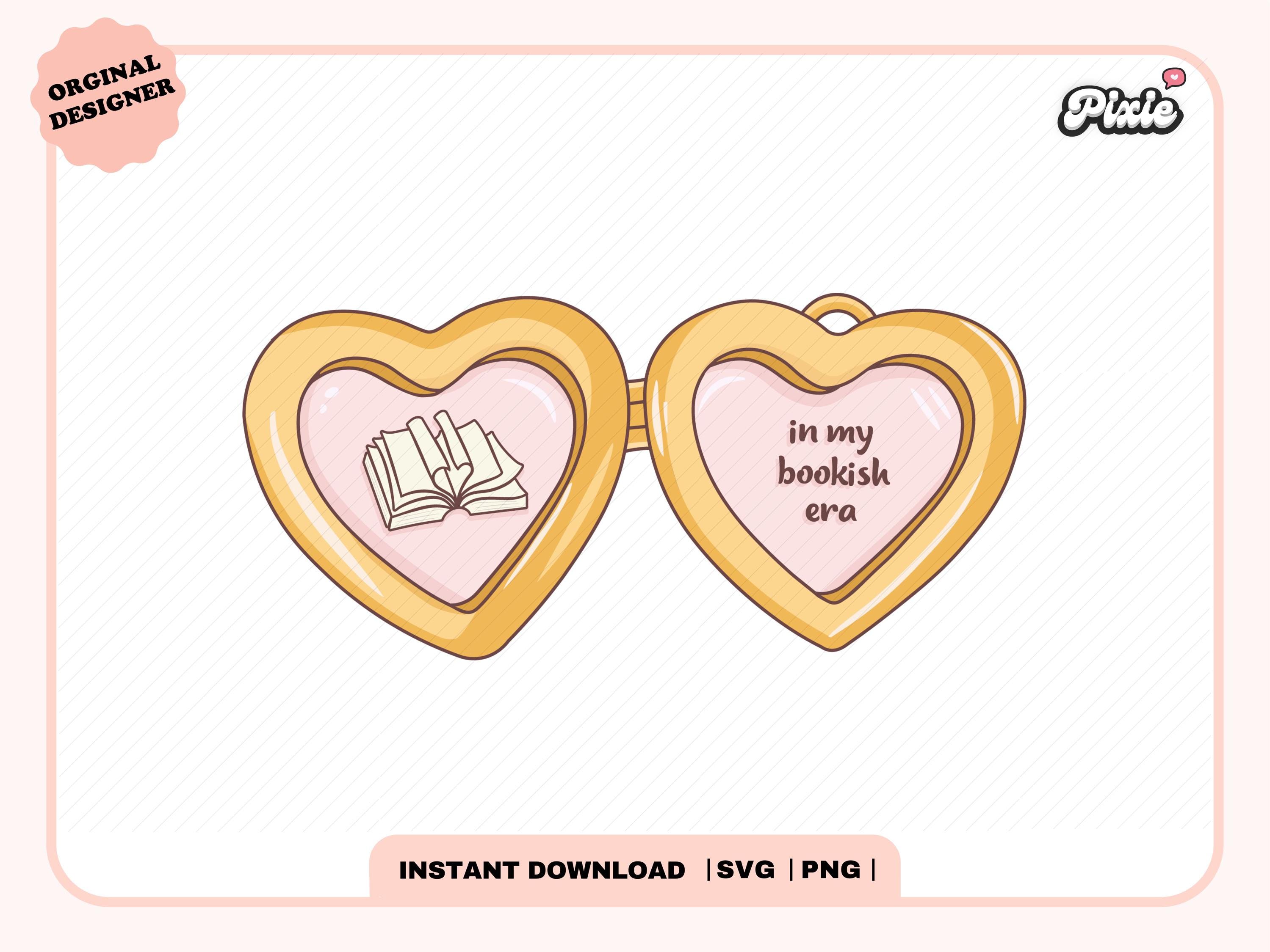 In My Bookish Era Heart Locket SVG PNG, Cute Trendy Popular Creative ...