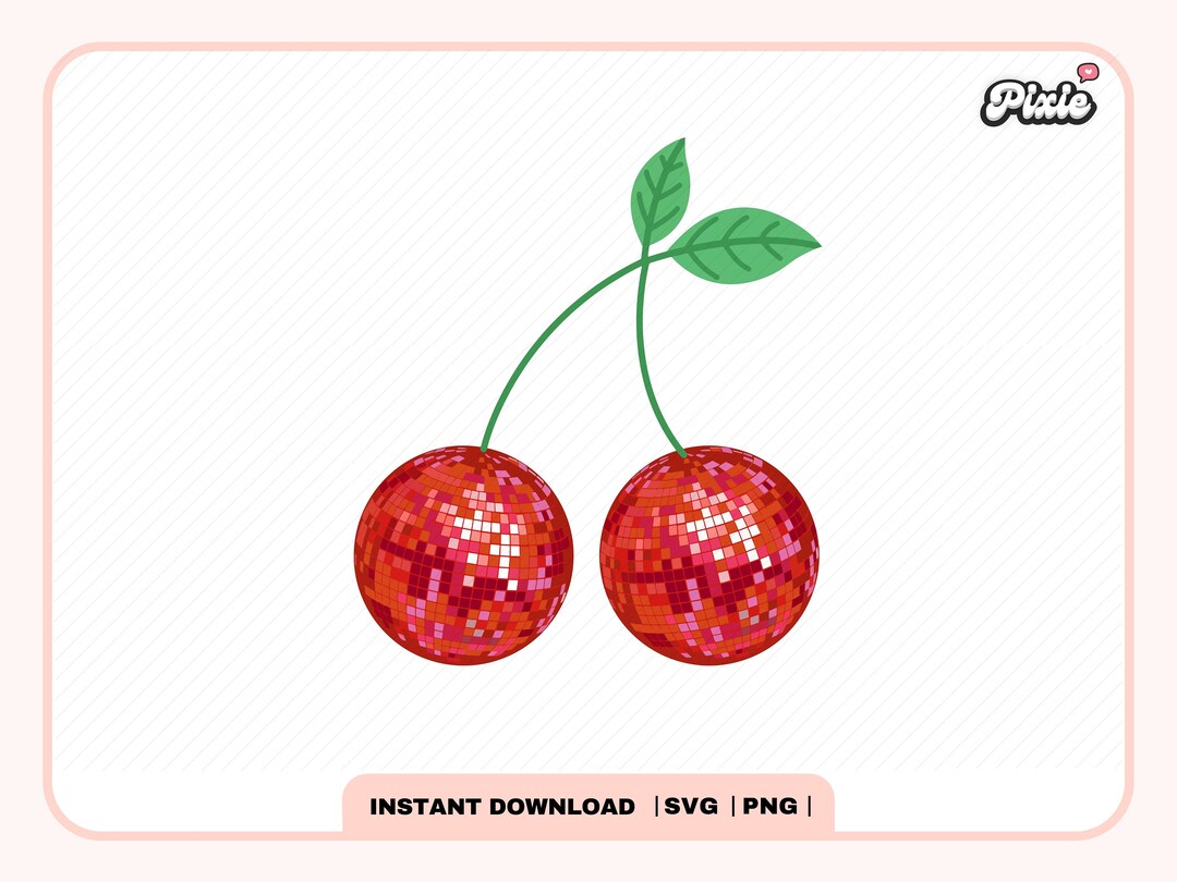 Disco Cherry Ball SVG PNG, Trendy Retro Cherry Svg, Aesthetic Cherry ...
