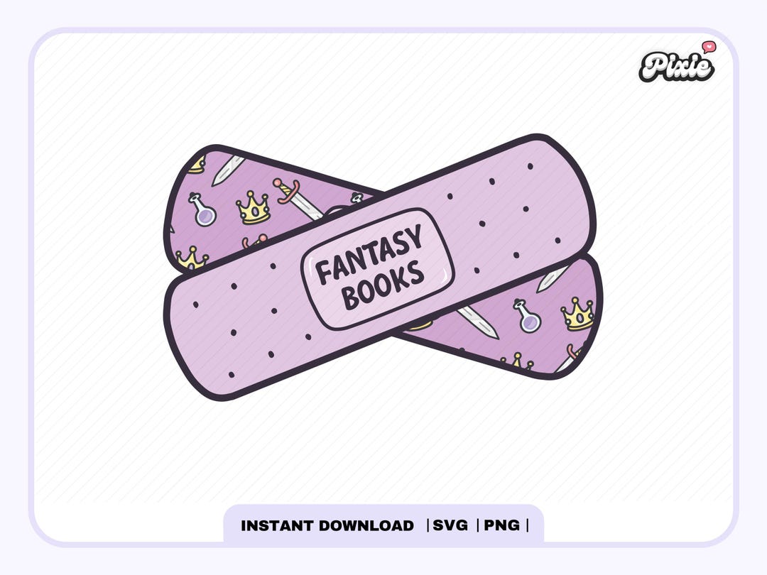 Fantasy Books Bandage SVG PNG, Cute Trendy Aesthetic Popular Bookish ...