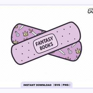 Fantasy Books Bandage SVG PNG, Cute Trendy Aesthetic Popular Bookish ...