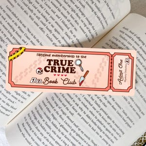 True Crime Book Club Ticket Bookmark PNG, Cute Trendy Aesthetic Horror ...