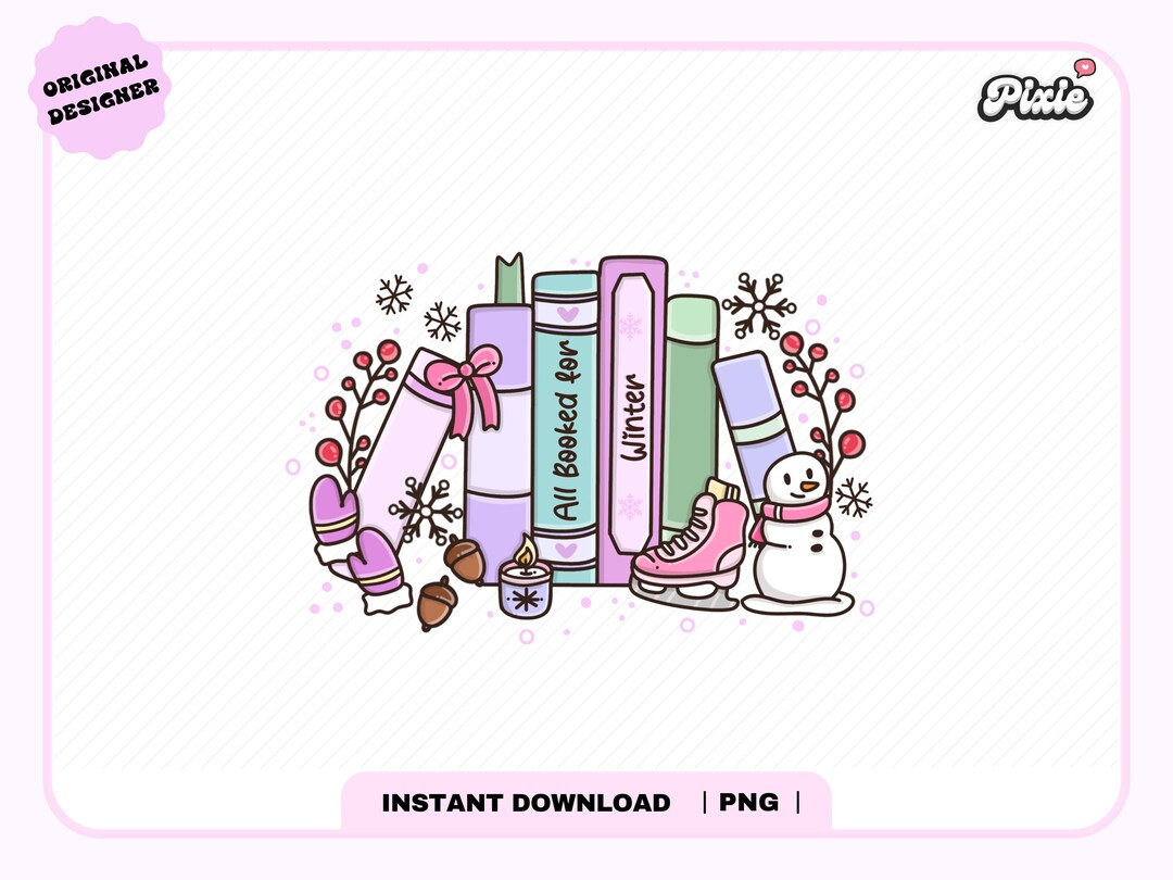 Bookish Winter PNG, Cute Trendy Aesthetic Christmas Winter Holiday ...