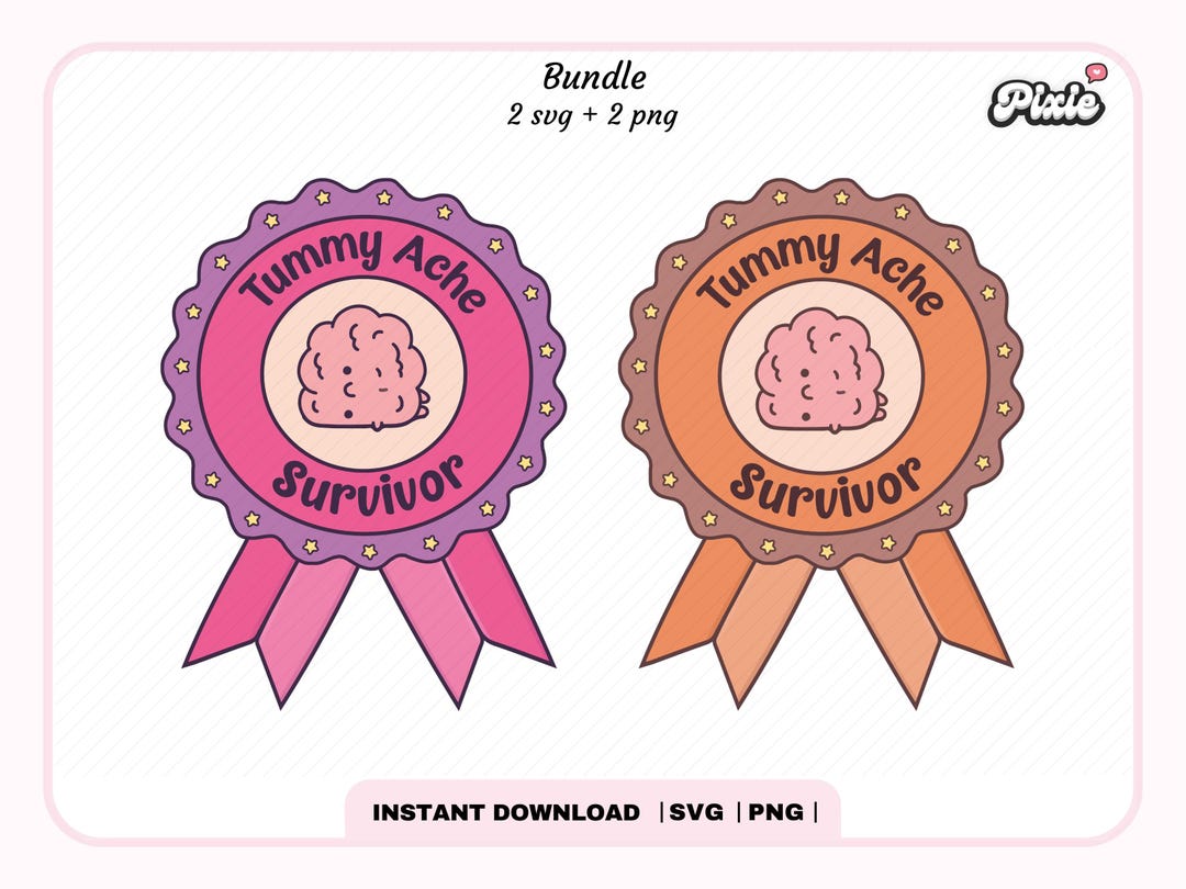 Tummy Ache Survivor Badge SVG PNG, Cute Trendy Popular Aesthetic Tummy ...