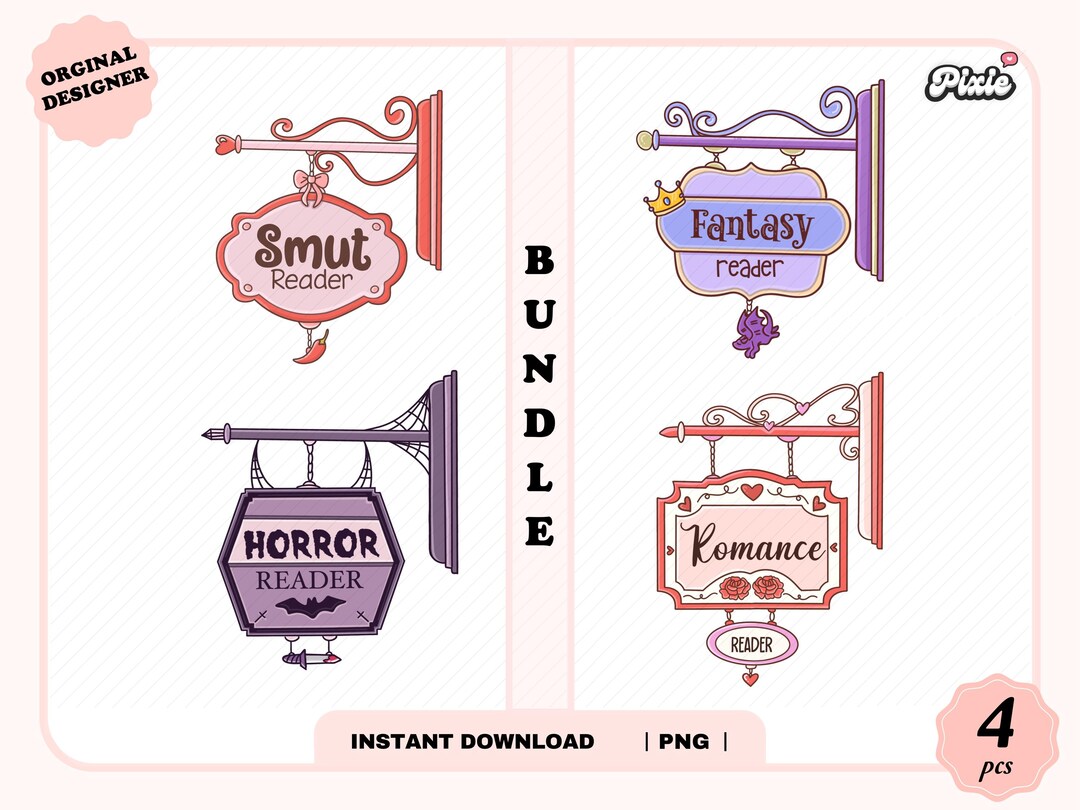 Bookstore Sign Bundle PNG, Cute Trendy Aesthetic Popular Fantasy Horror ...